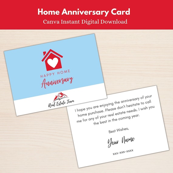 Real Estate Home Anniversary Card 7X5 - Etsy