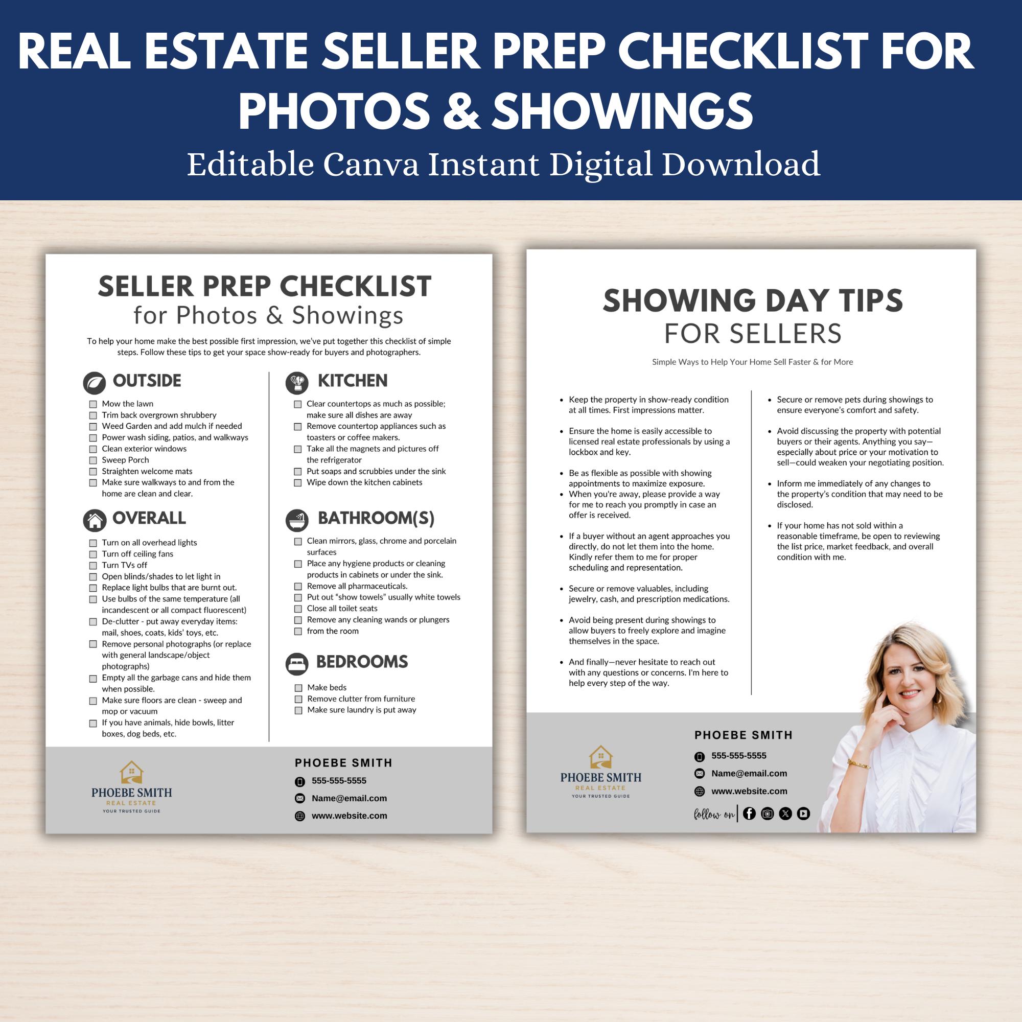 Real Estate Photography & Showing Checklist | Seller Prep Checklist for ...