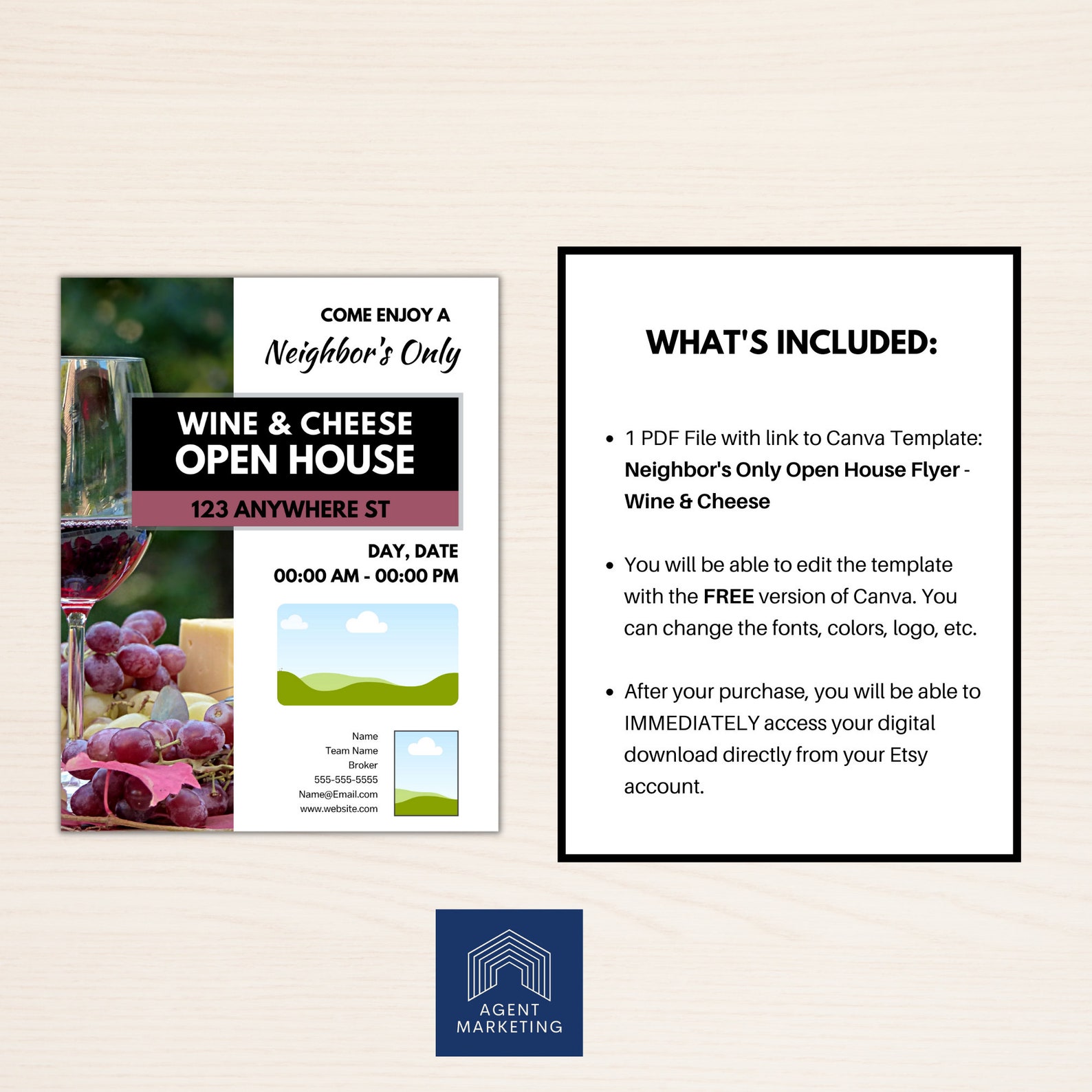 Real Estate Open House Flyer: Wine, Cheese, Coffee, Donuts (canva ...