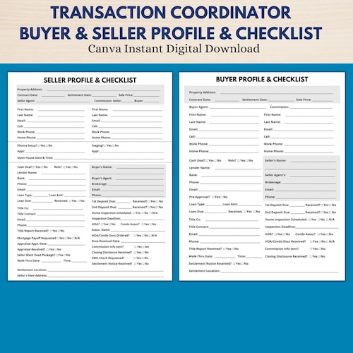 Real Estate Checklist Bundle Home Seller & Buyer Templates - Etsy