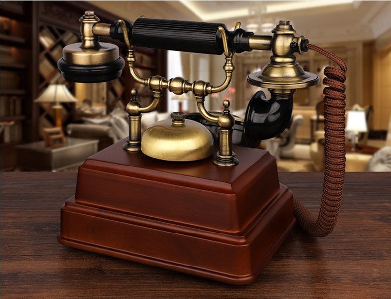 Retro Landline Telephone Wood Classic Rotary Dial Phone Landline ...