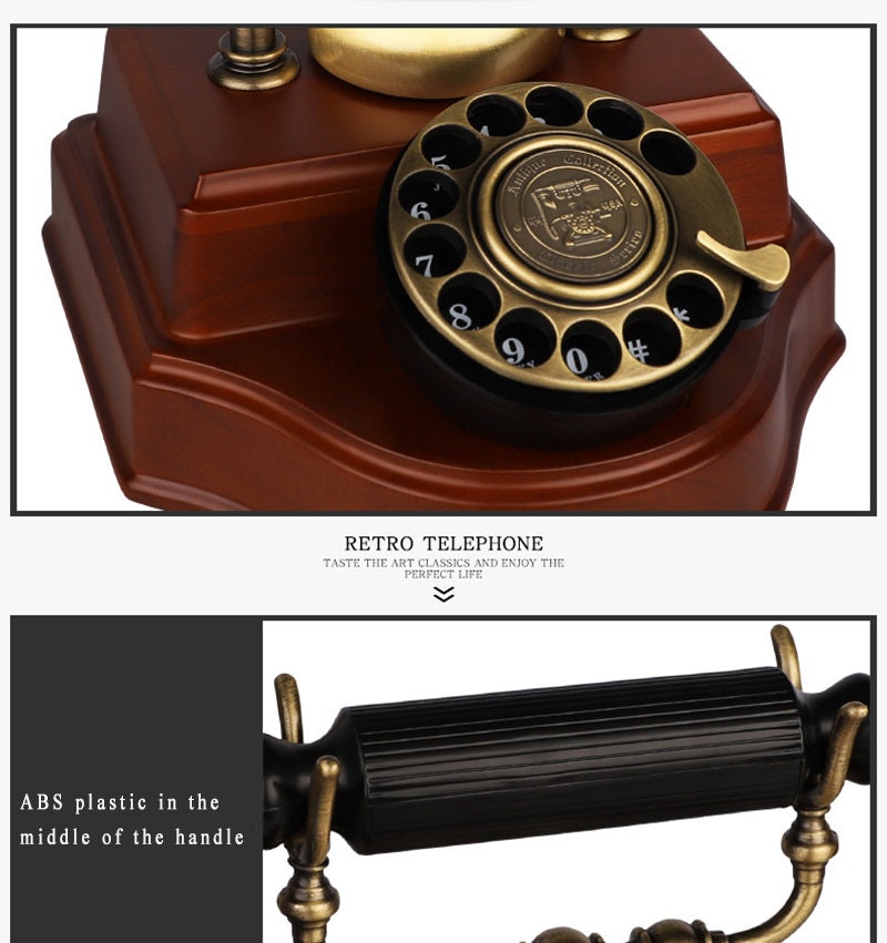Retro Landline Telephone Wood Classic Rotary Dial Phone Landline ...