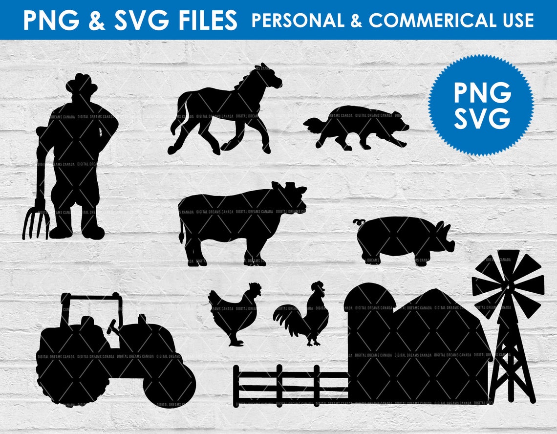 Farming Silhouette Svg / Farm Animal Svg / Farmhouse Svg / Tractor ...