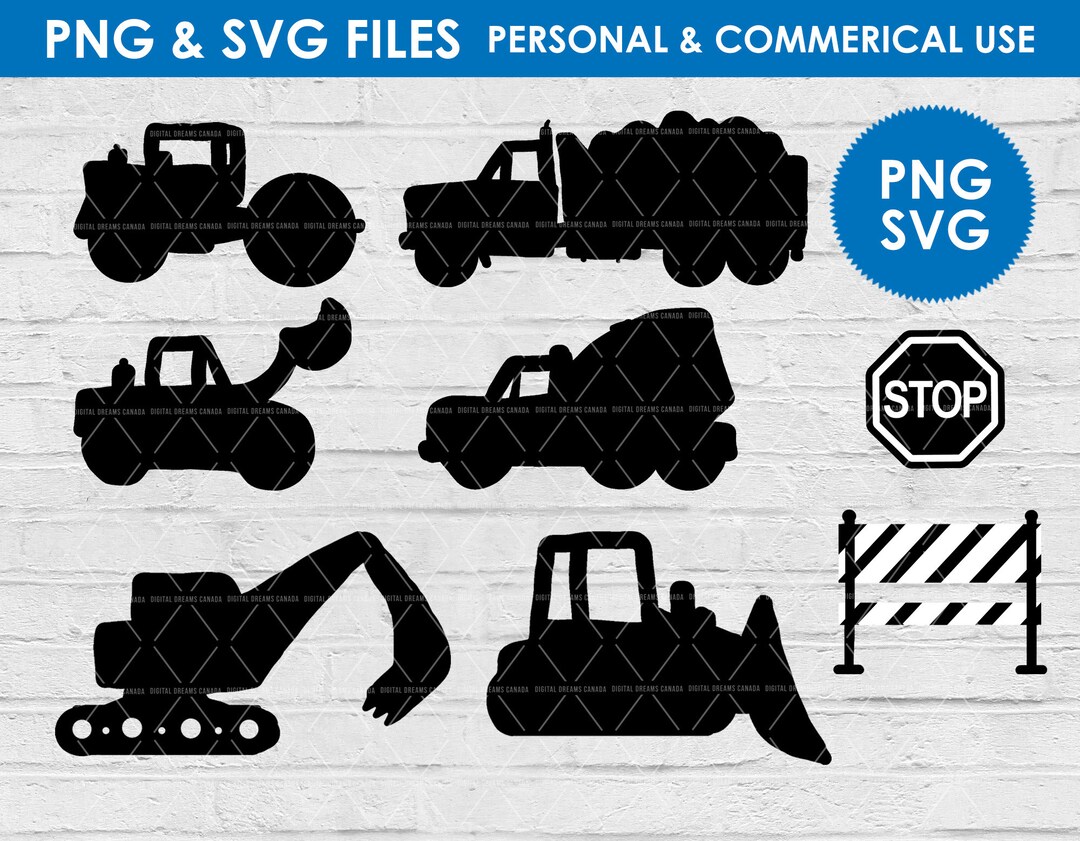 Construction Silhouette Svg / Construction Cut Files / Trucks Excavator ...