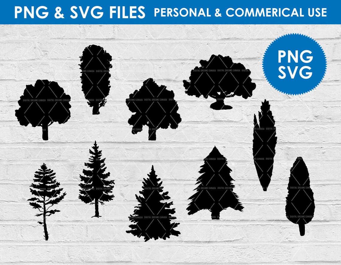 Tree Silhouette SVG Bundle / Tree Cut Files / Forest Svg Files / Tree ...