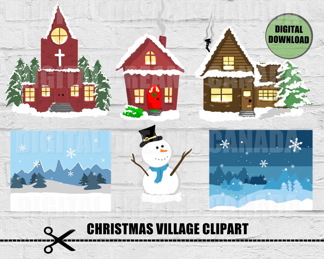 Christmas Xmas Winter Village Clipart / Digital Download / Commercial ...
