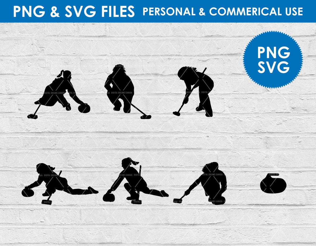 Curling Silhouette Svg / Curling Png / Curling Clipart / Curling Broom ...