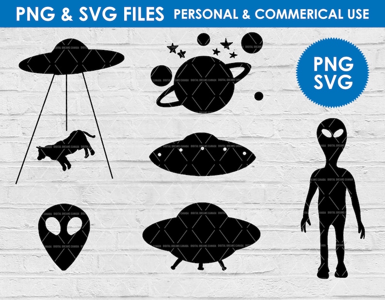 Alien Aliens Ufo Uap Silhouette Svg Clipart / Alien Svg Clipart / UAP ...