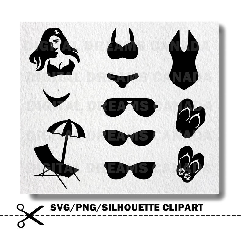 Silueta de playa svg / verano svg / bikini clipart / playa - Etsy México