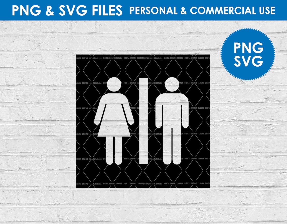 Restroom Sign Silhouette Svg / Washroom Svg Instant Download / SVG Cut ...