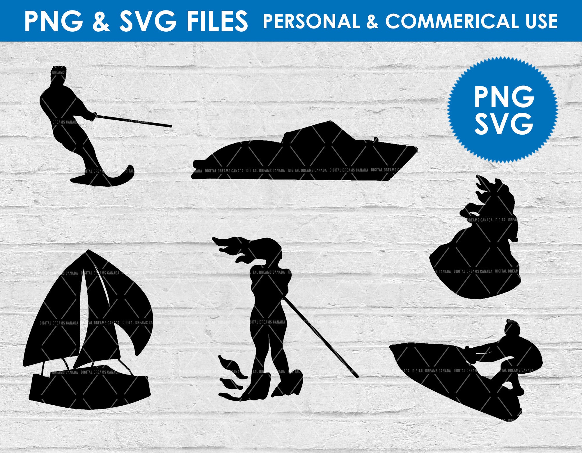 Water Ski Boat Silhouette