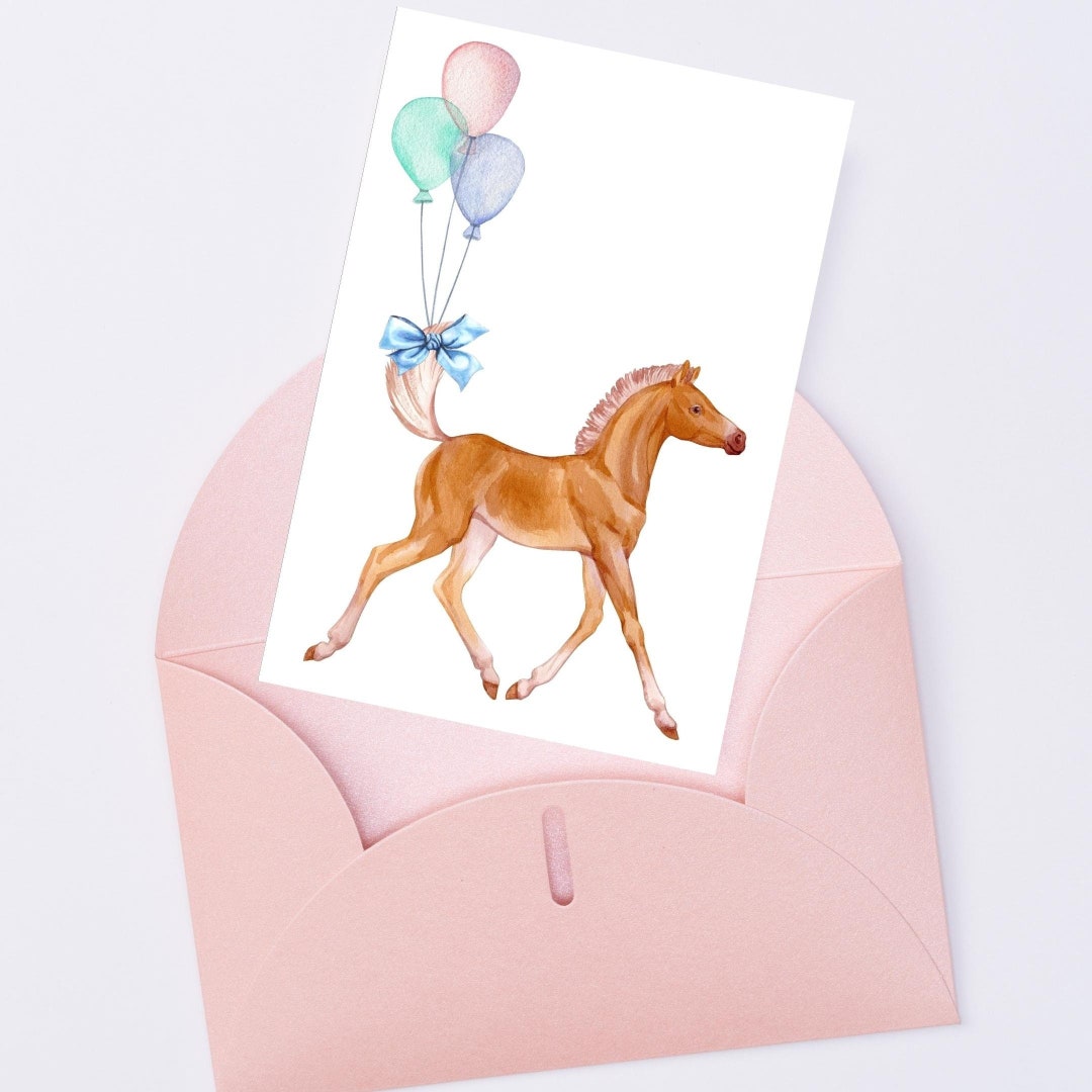 Birthday Card, Horse, Blank, Set, Greeting, Stationary, Equine ...