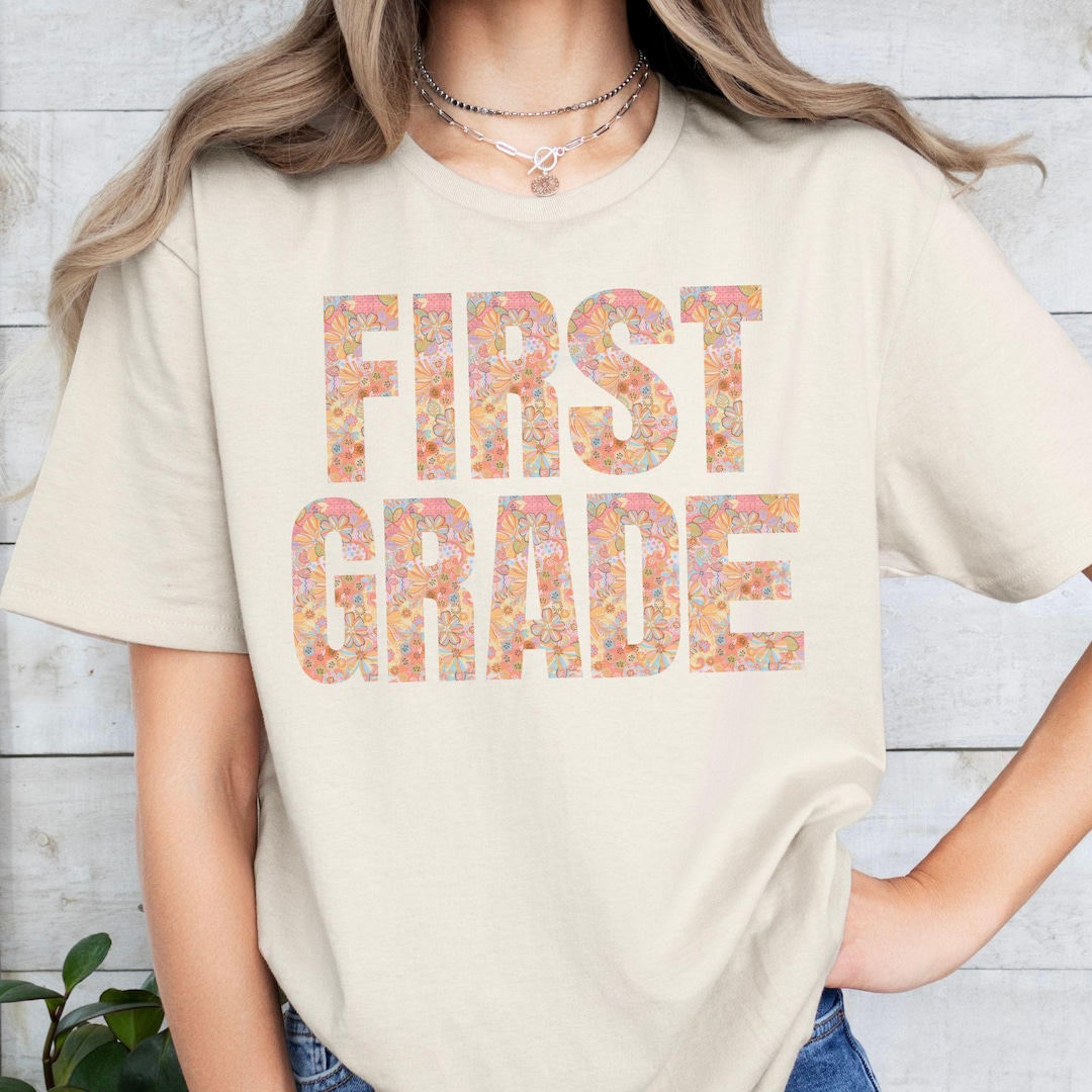 Retro First Grade Teacher Shirt Oversized Tshirt First Grade Teacher T ...