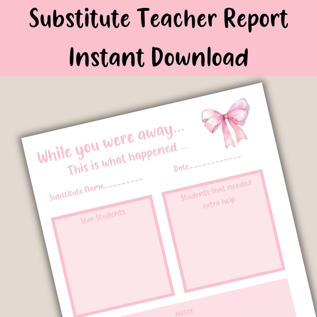 Substitute Teacher Notes Substitute Teacher Cards While You Were Away ...