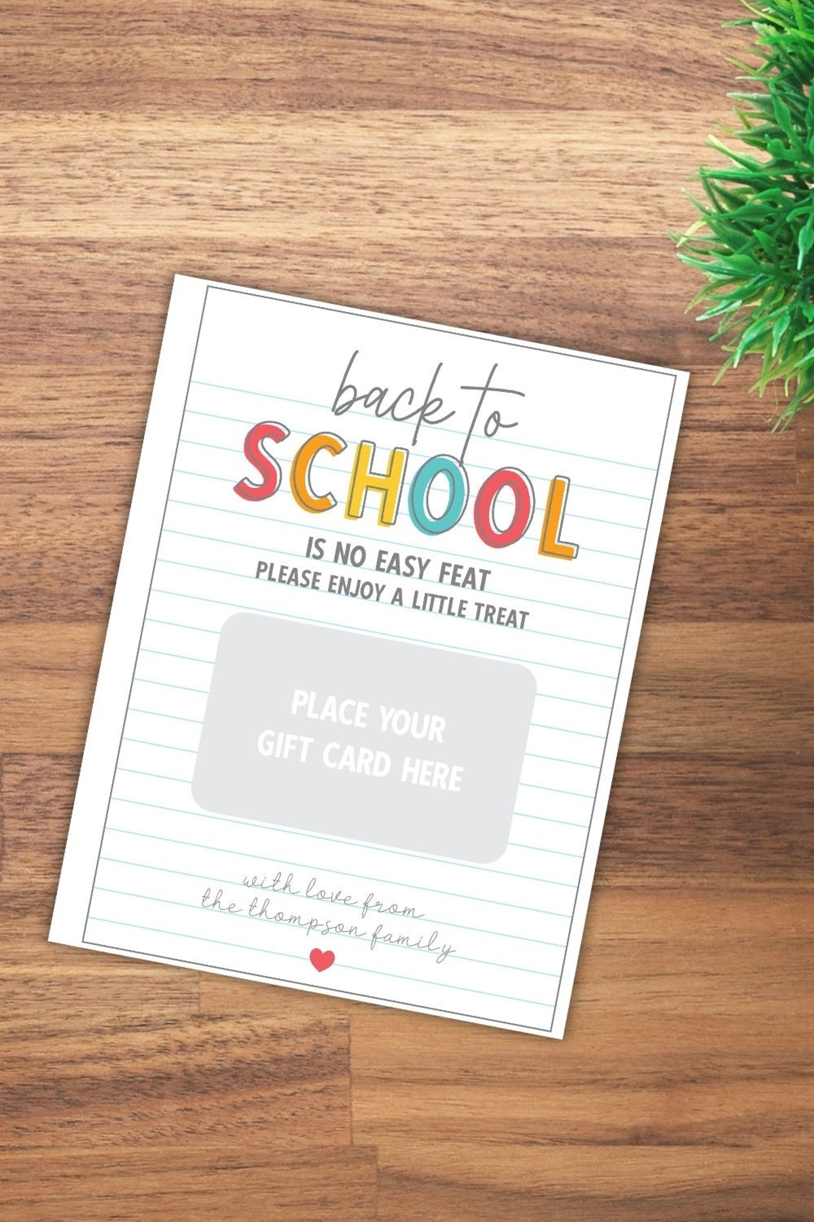 Teacher Gift Card Holder Printable Back to School Gift First Day of ...