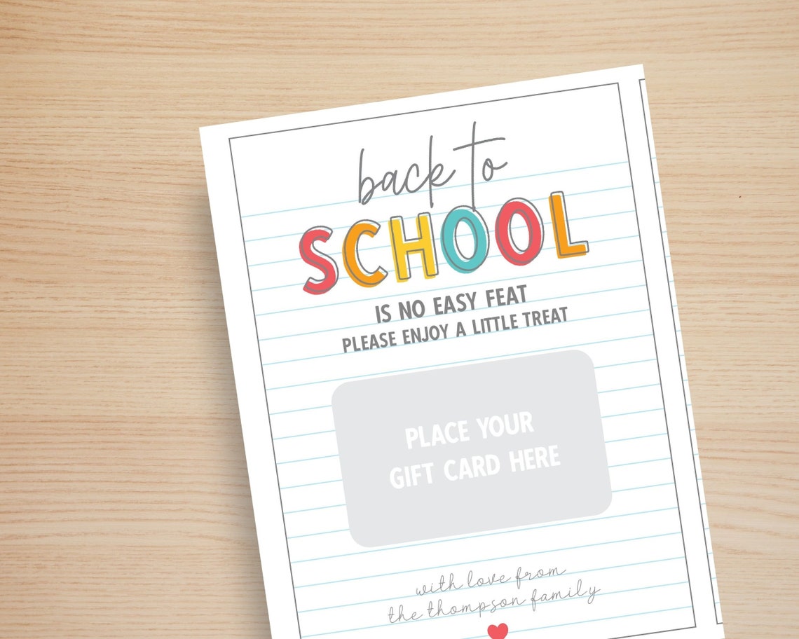 Teacher Gift Card Holder Printable Back to School Gift First Day of ...