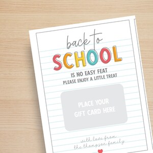 Back to School Teacher Gift Card Holder Printable First Day of School ...