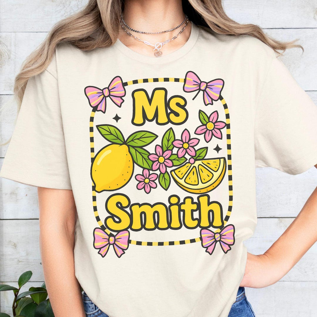 Lemoncore Teacher Shirt Pastel Teacher Aesthetic Name Tee Coquette ...