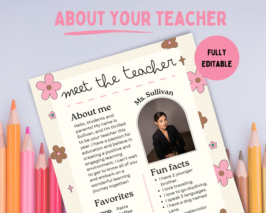 Meet the Teacher Template Back to School About the Teacher Printable ...