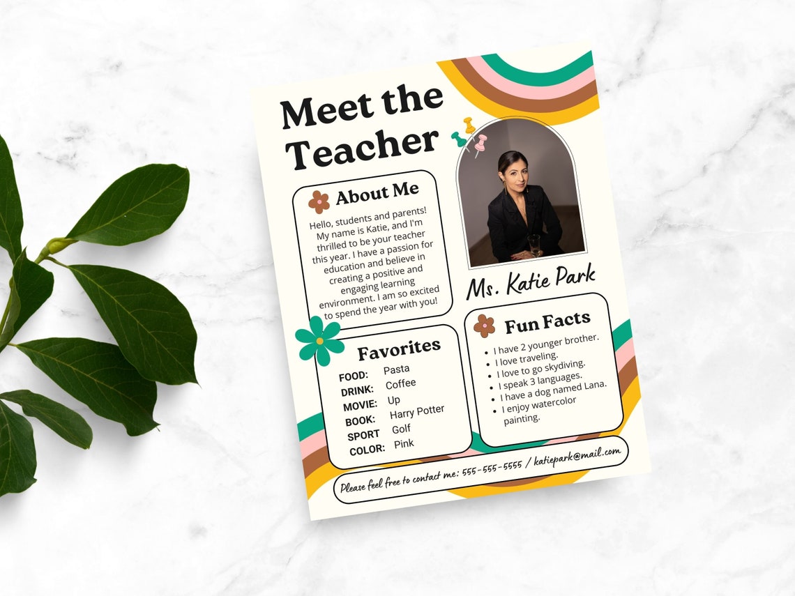 Meet the Teacher Letter Back to School About the Teacher Template Meet ...