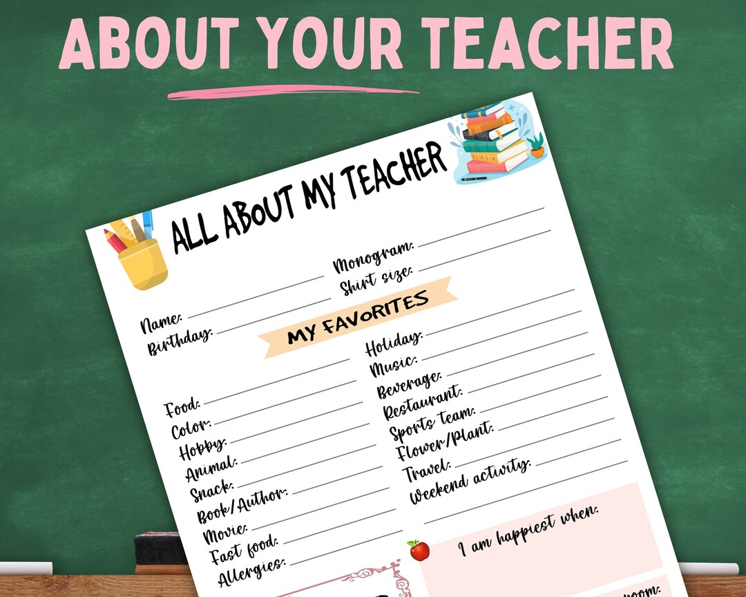 Meet the Teacher Back to School Worksheet About the Teacher New Teacher ...