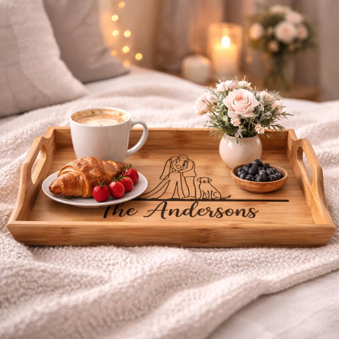 Personalized Serving Tray Dog Custom Wedding Gift for Couple Wood Tray ...
