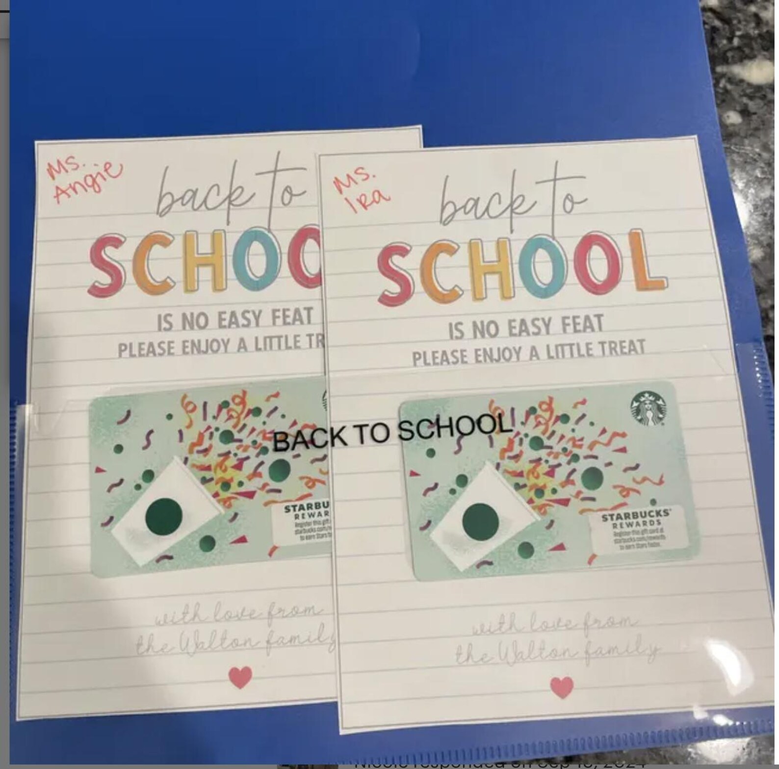 Back to School Teacher Gift Card Holder Printable First Day of School ...