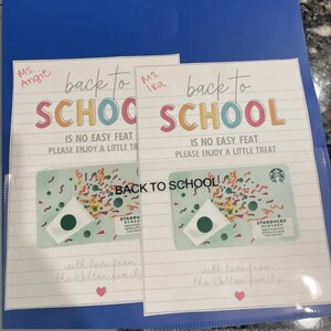 Back to School Teacher Gift Card Holder Printable First Day of School ...