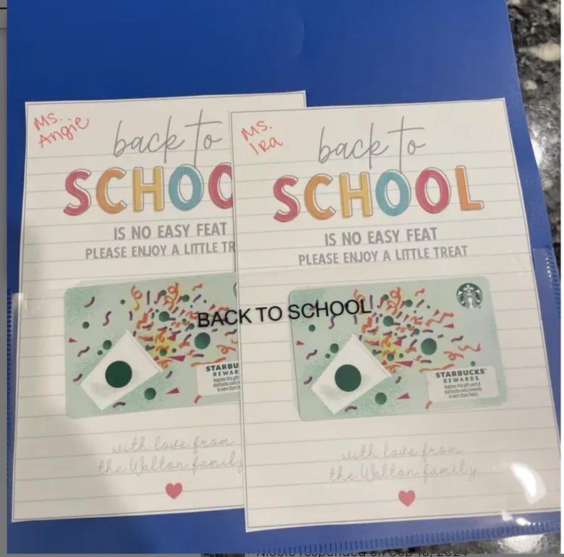 Back to School Teacher Gift Card Holder Printable First Day of School ...