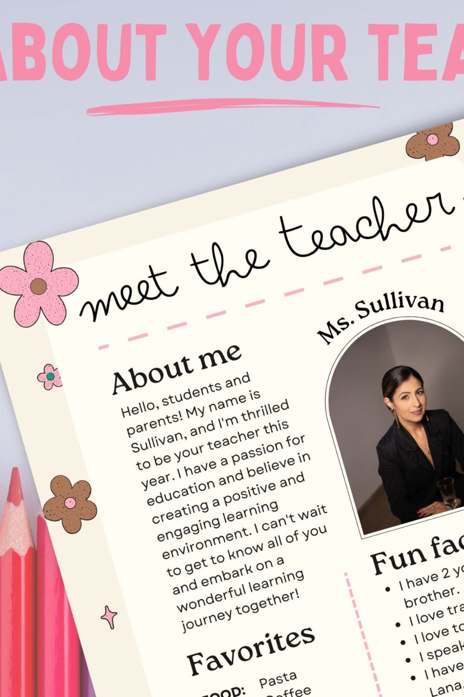 Meet the Teacher Template Back to School About the Teacher Printable ...