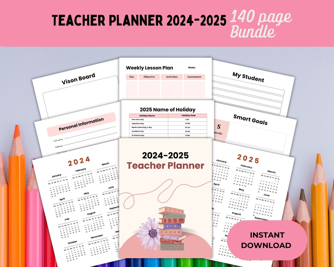 Teacher Planner 2024-2025 School Year Planner 2024-2025 Digital Teacher ...