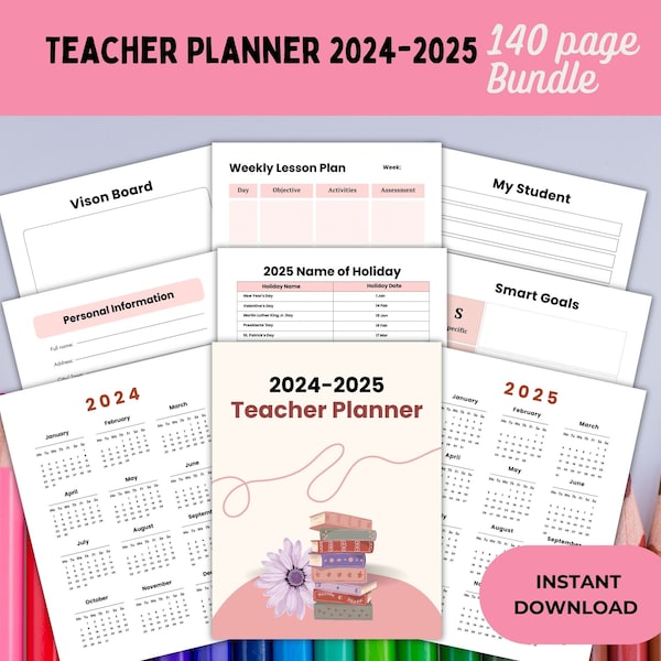 School Year Planner 2024 2025 Digital - Etsy