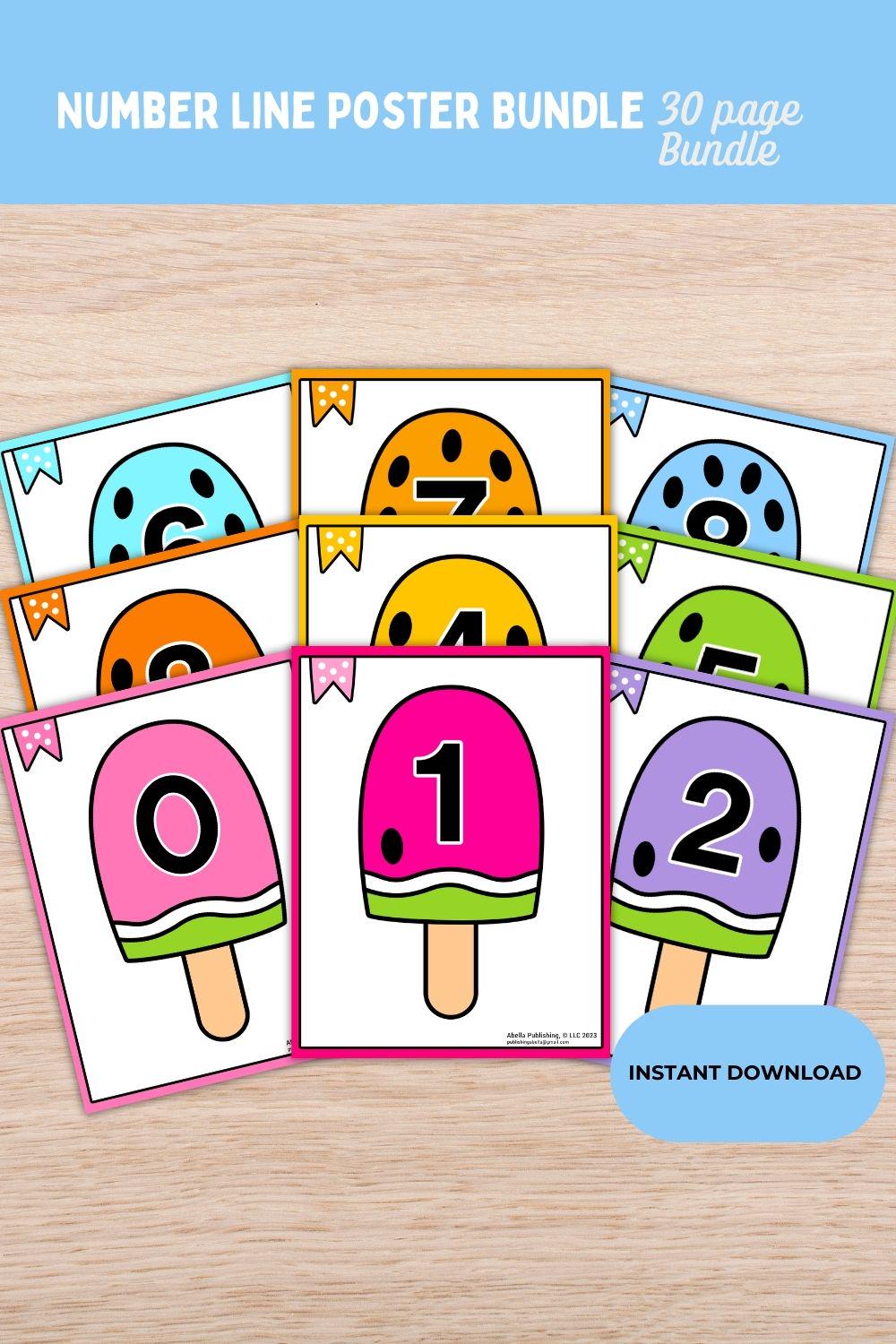 Rainbow Number Line for Classroom Printable Number Line Wall for ...