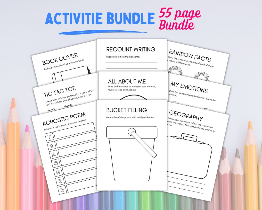 Substitute Teacher Activity Bundle for Kids Activity Bundle for Summer ...
