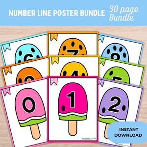 Rainbow Number Line for Classroom Printable Number Line Wall for ...
