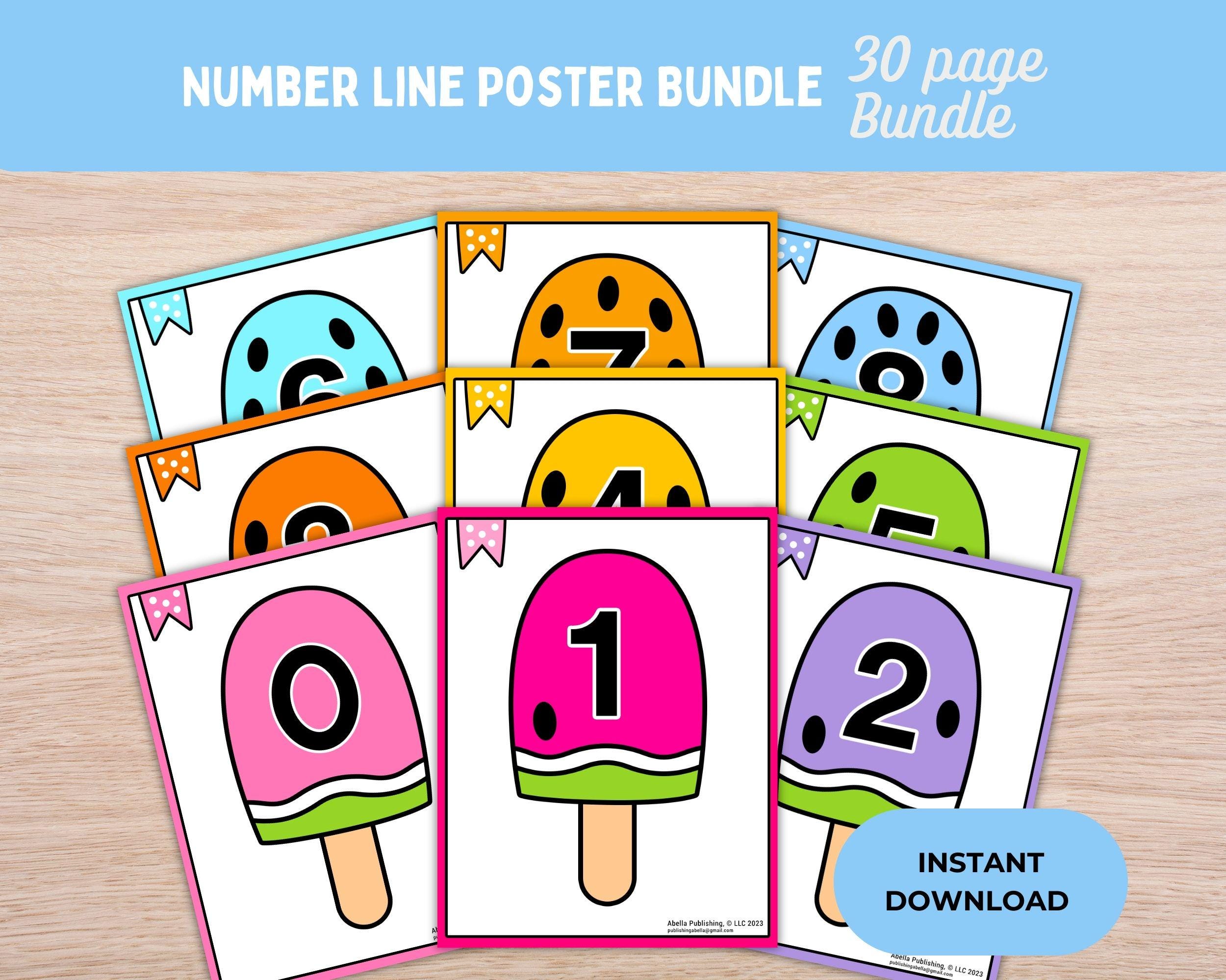 Rainbow Number Line for Classroom Printable Number Line Wall for ...