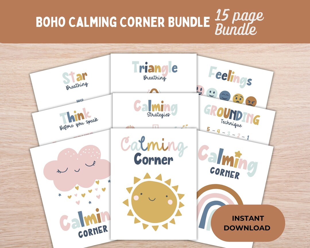 Boho Calming Corner Signs Printable Calming Corner Sign Calming Corner ...
