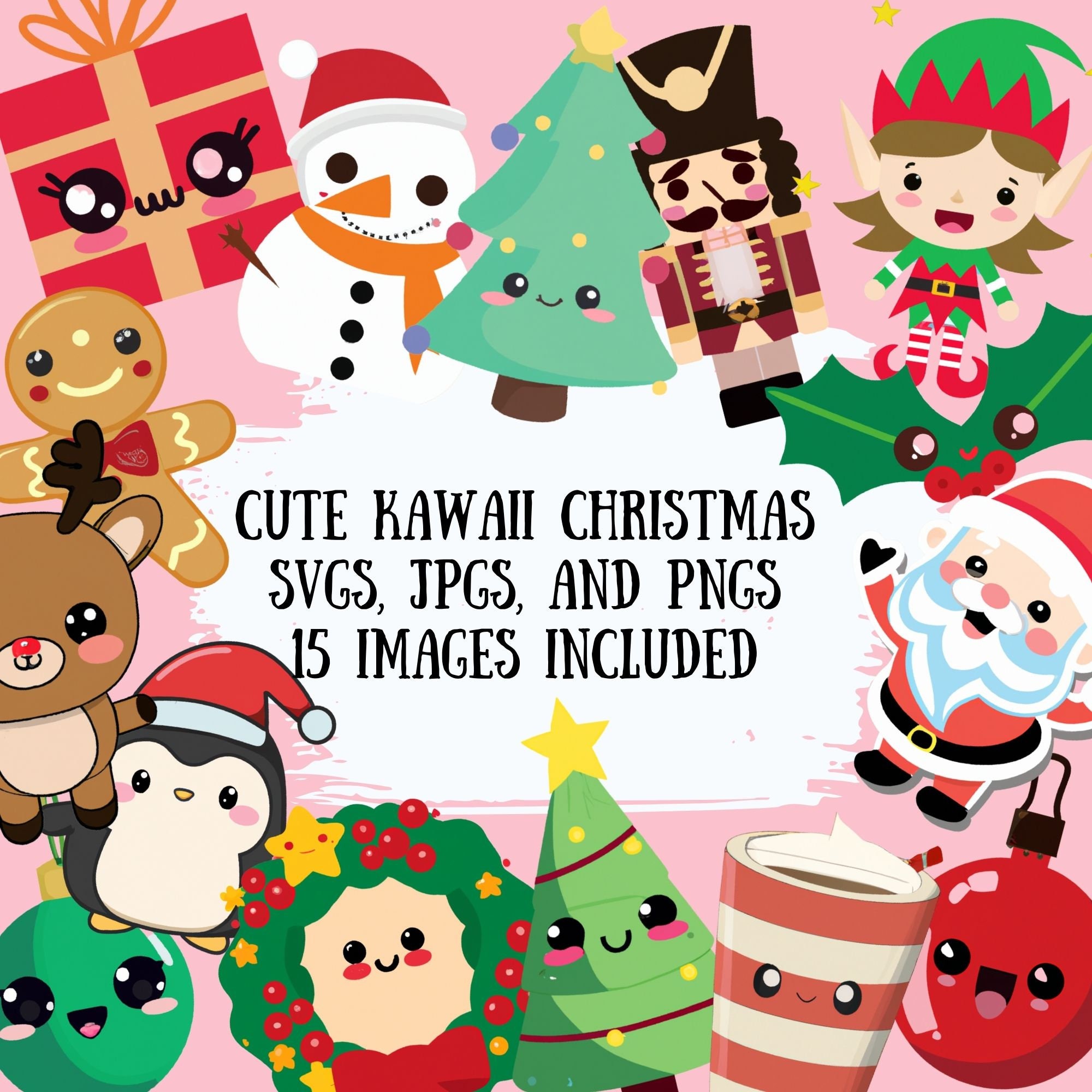 Cute Kawaii Christmas Clip Art Kawaii Christmas Svg Cute - Etsy