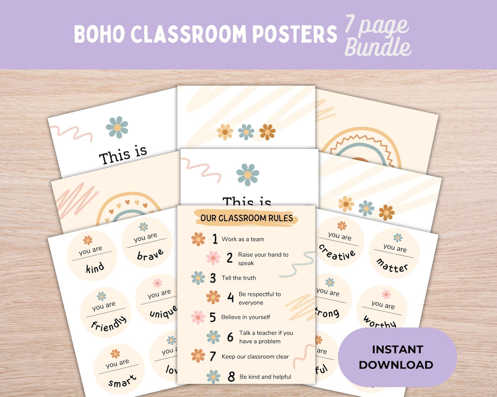 Boho Elementary Classroom Posters Positive Affirmation Classroom Poster ...