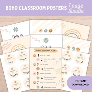 Boho Elementary Classroom Posters Positive Affirmation Classroom Poster ...