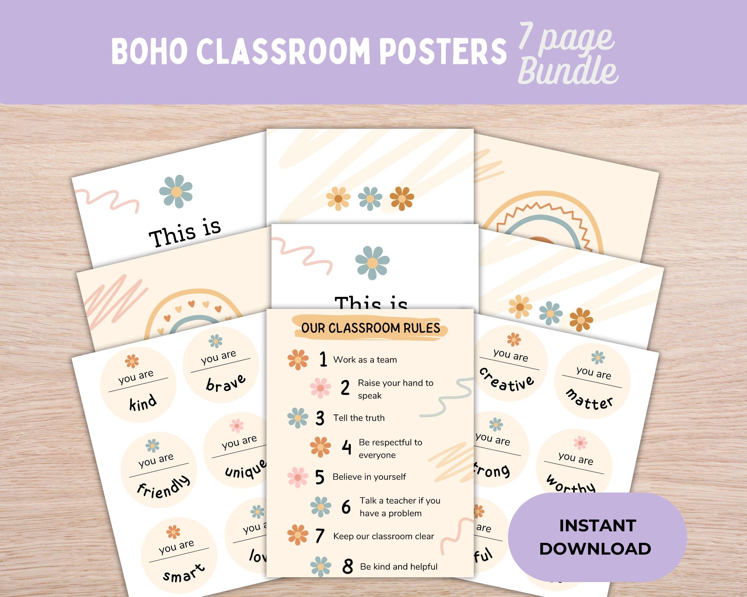Boho Elementary Classroom Posters Positive Affirmation Classroom Poster ...