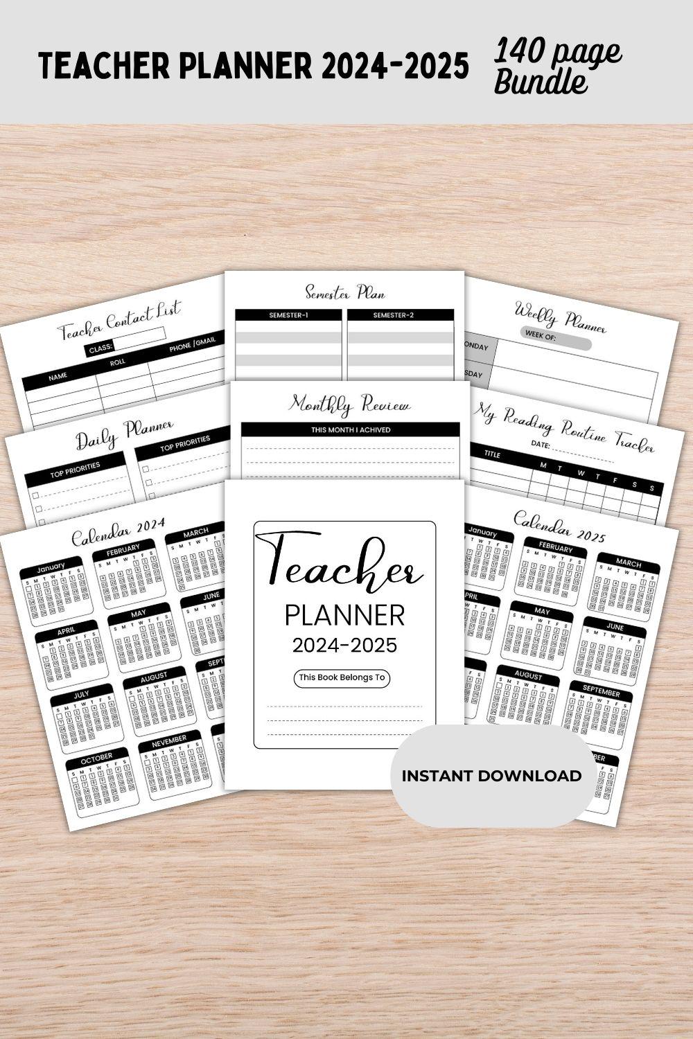Printable Teacher Planner 2024-2025 Teacher Planner Printable Planner ...