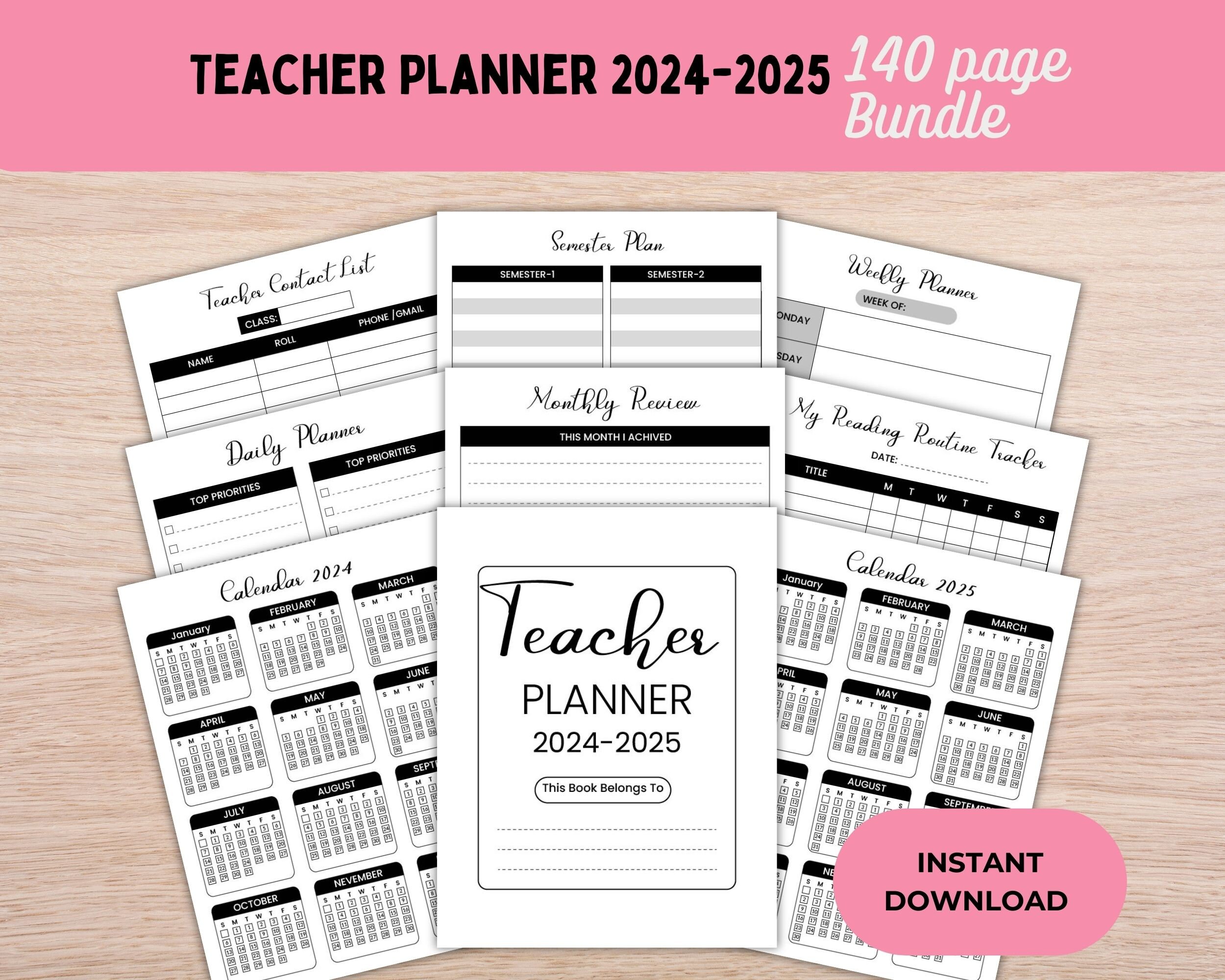 Teacher Planner 2024-2025 Digital Teacher Planner Printable Planner ...
