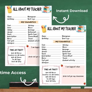 About the Teacher First Day of School Printable Meet the Teacher ...