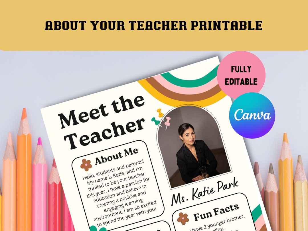Meet the Teacher Letter Back to School About the Teacher Template Meet ...