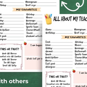 About the Teacher First Day of School Printable Meet the Teacher ...