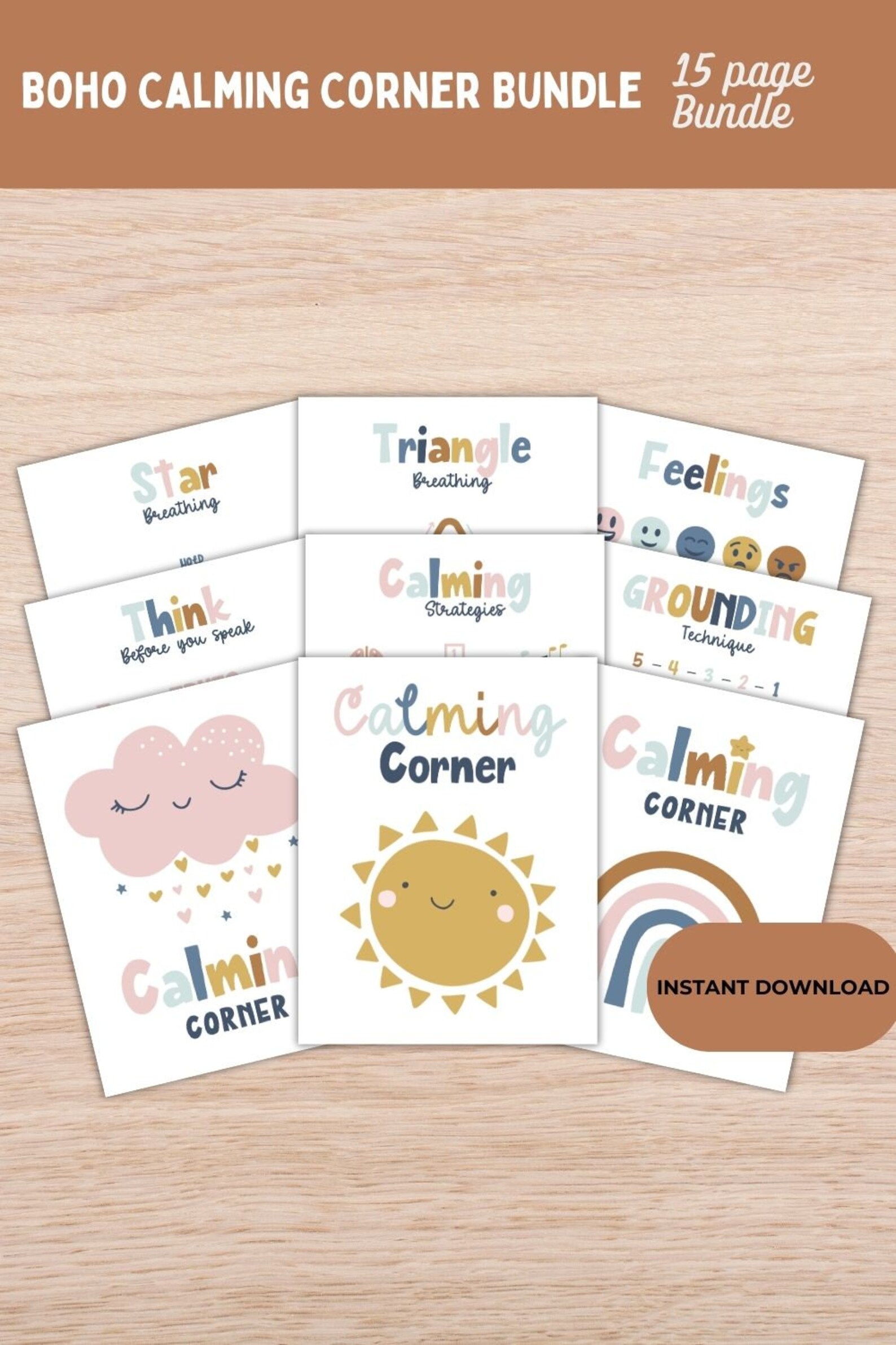 Boho Calming Corner Signs Printable Calming Corner Sign Calming Corner ...