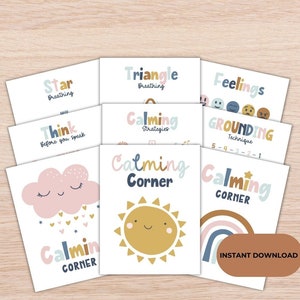 Boho Calming Corner Signs Printable Calming Corner Sign Calming Corner ...