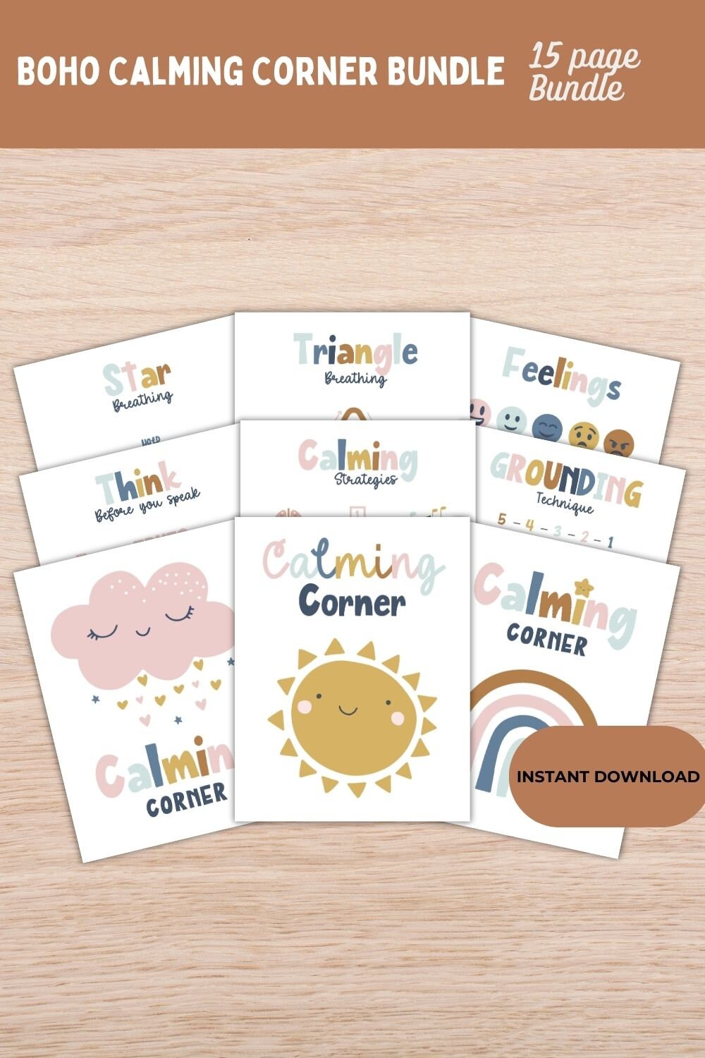 Boho Calming Corner Signs Printable Calming Corner Sign Calming Corner ...