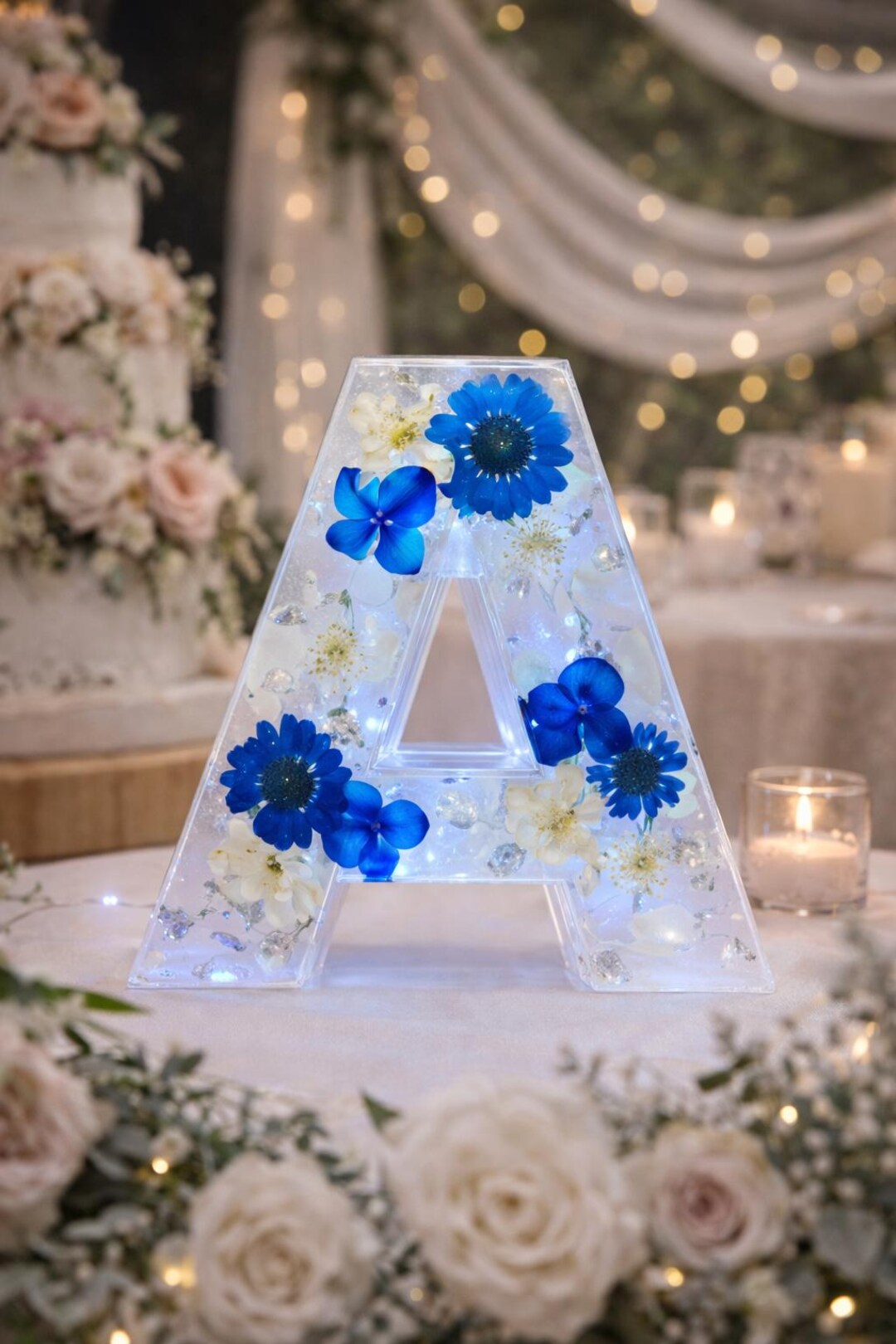 Pressed Flower Resin Letter Lamp, Light up Initial Sign, Wedding Decor ...
